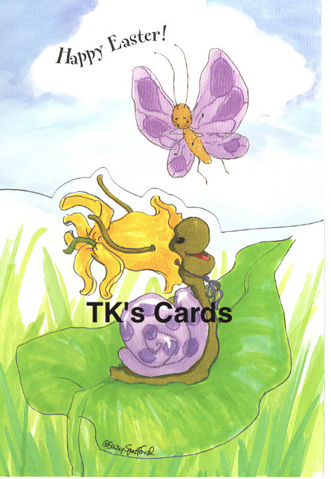 Suzy's Zoo "Butterfly & Snail" Easter Die-Cut Card #DE60152 - TK's Cards
